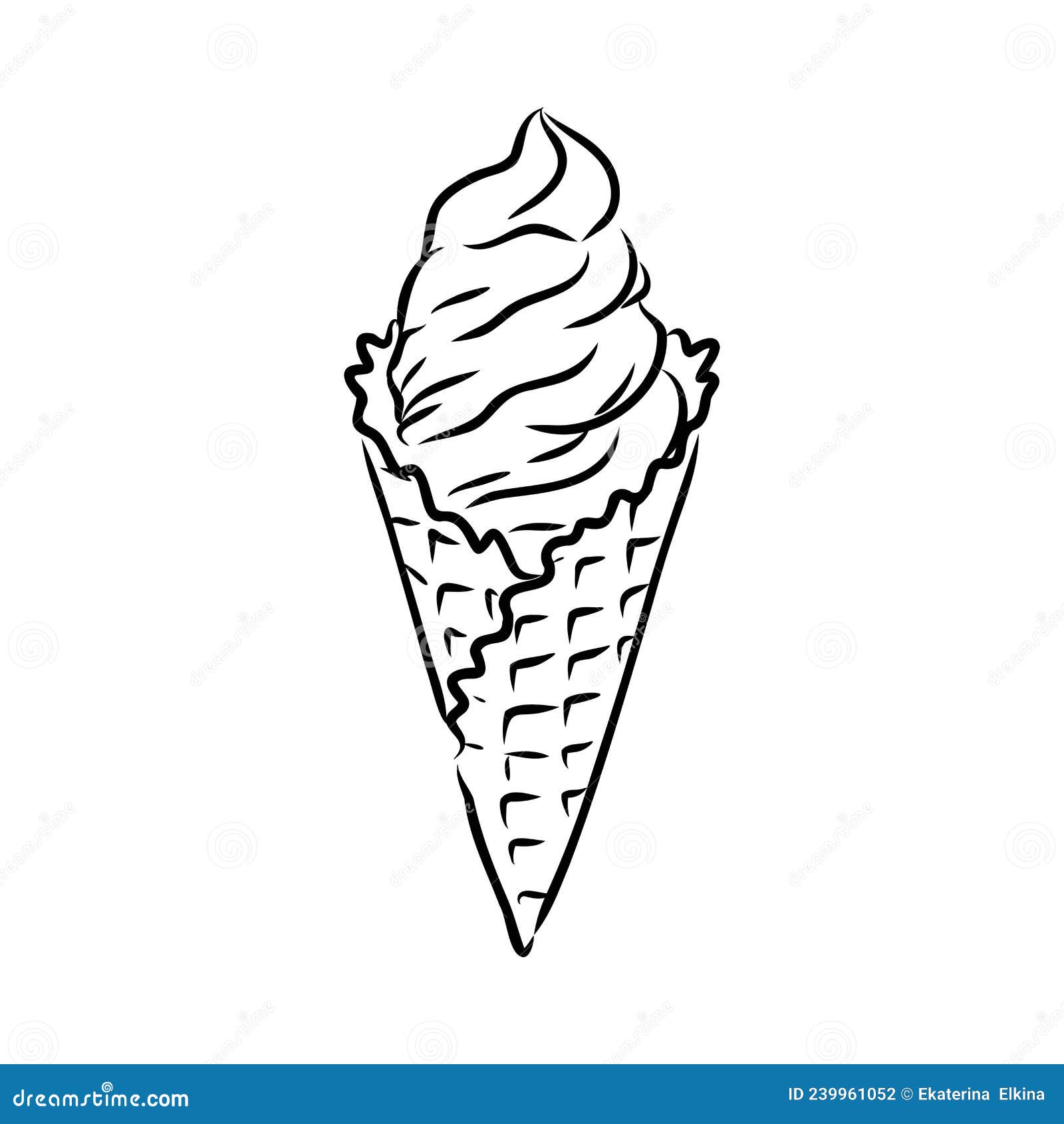 Ice Cream Cone Doodle Ice Cream Vector Stock Vector - Illustration of ...