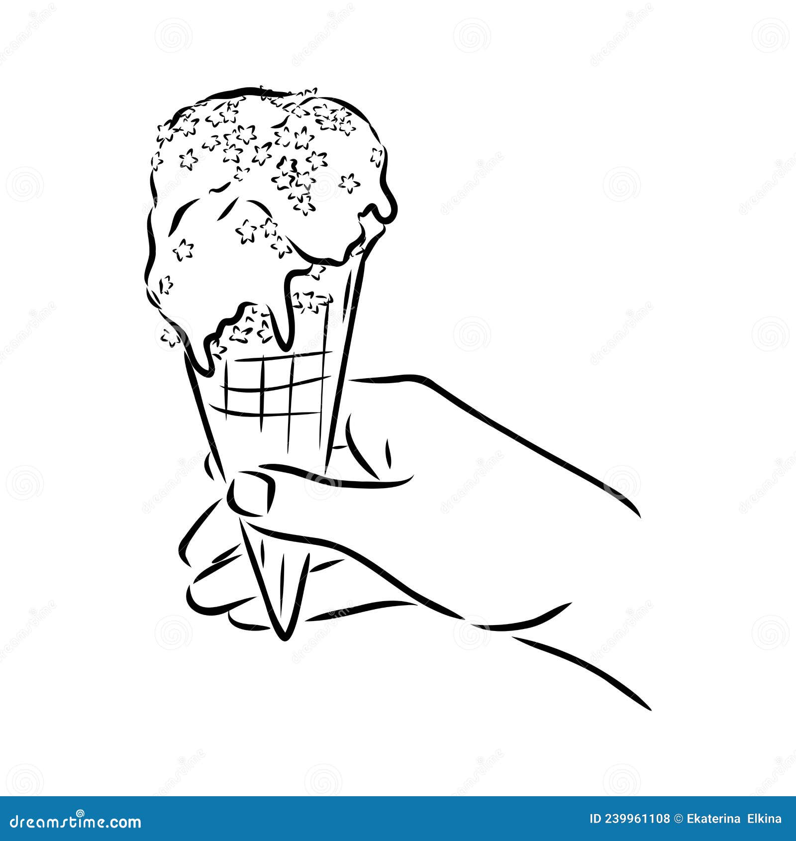 Ice Cream Cone Doodle Ice Cream Vector Stock Vector - Illustration of ...
