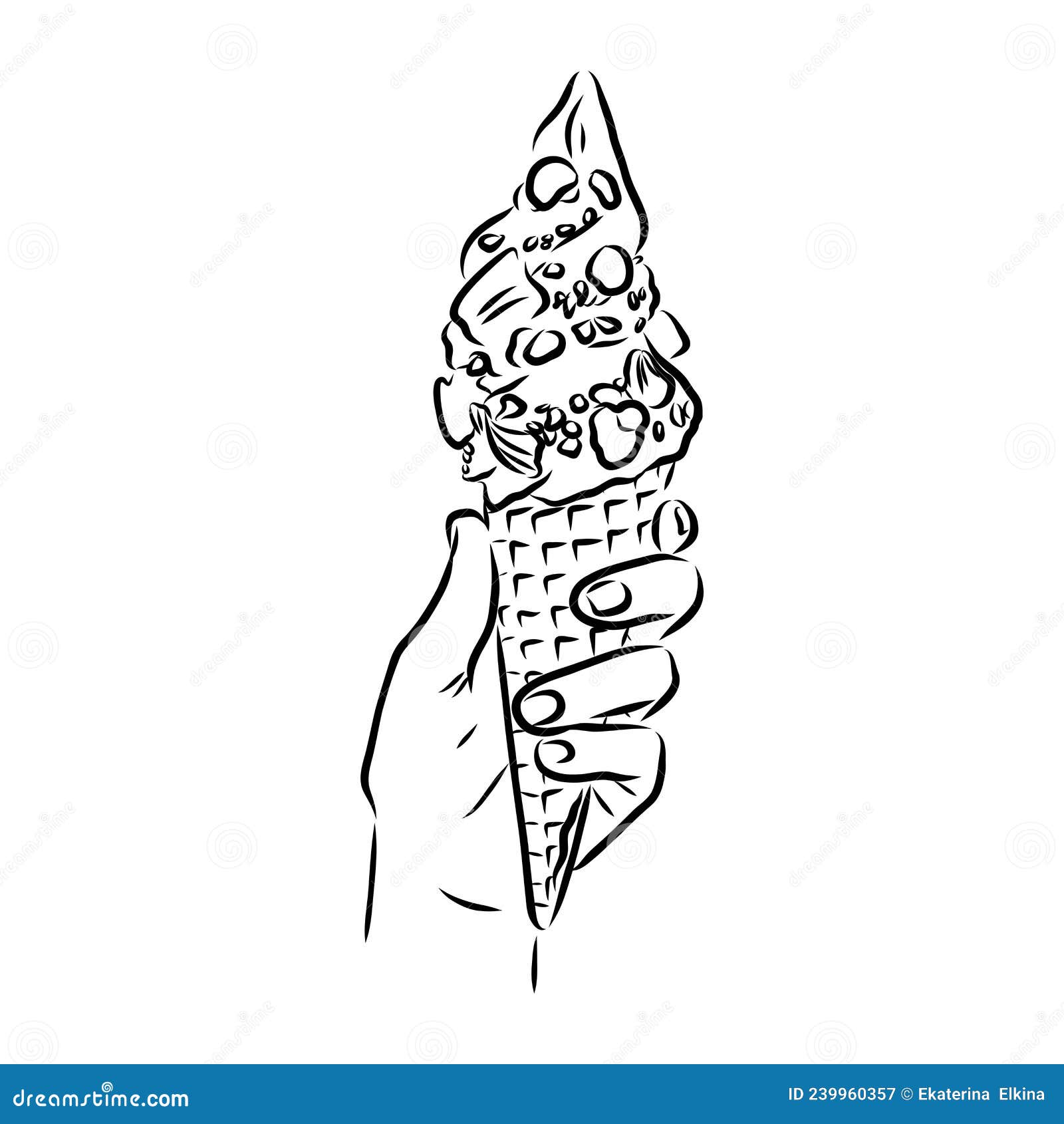 Ice Cream Cone Doodle Ice Cream Vector Stock Vector - Illustration of ...