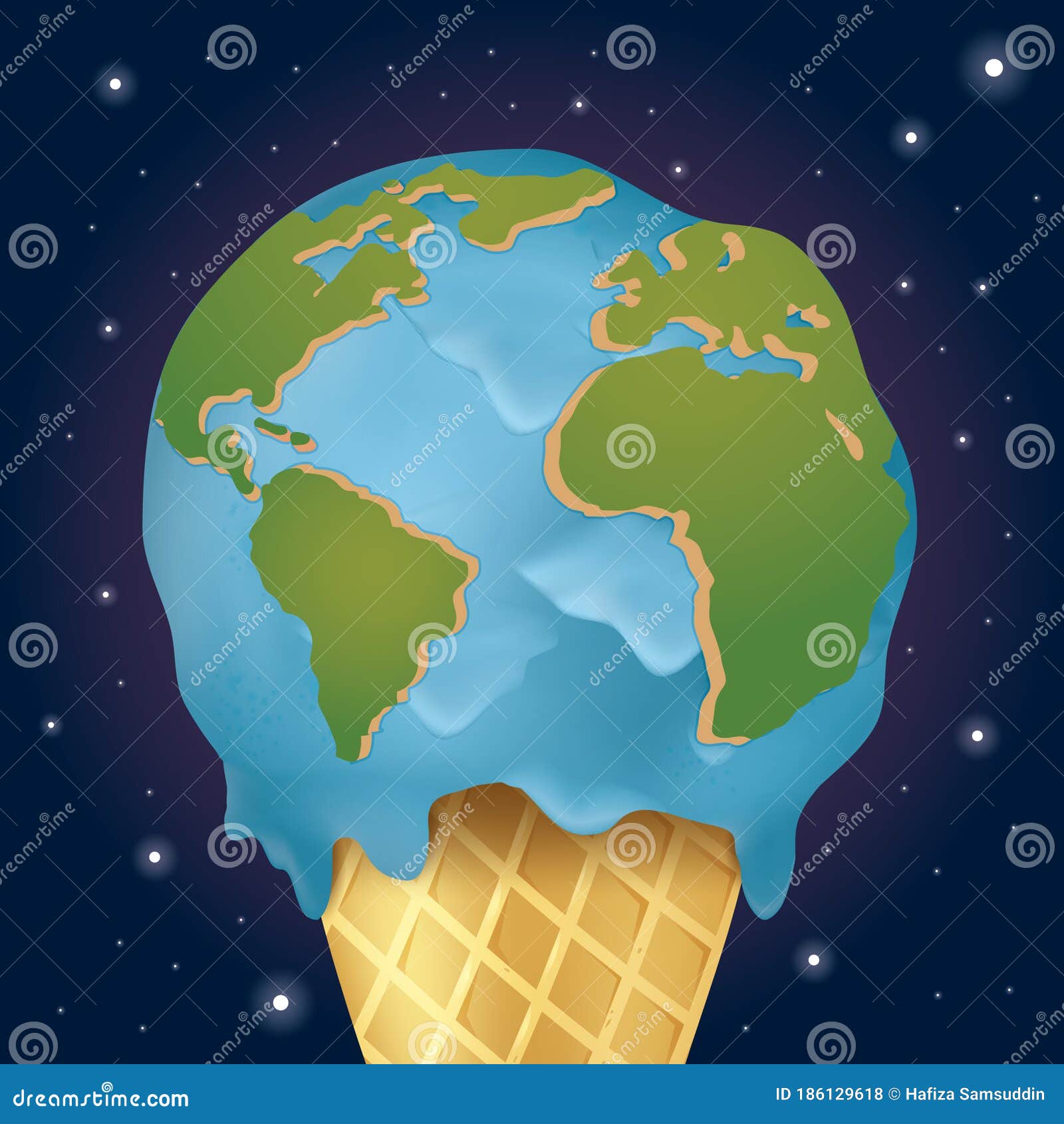 Ice Cream Cone Earth. Vector Illustration Decorative Design Stock ...