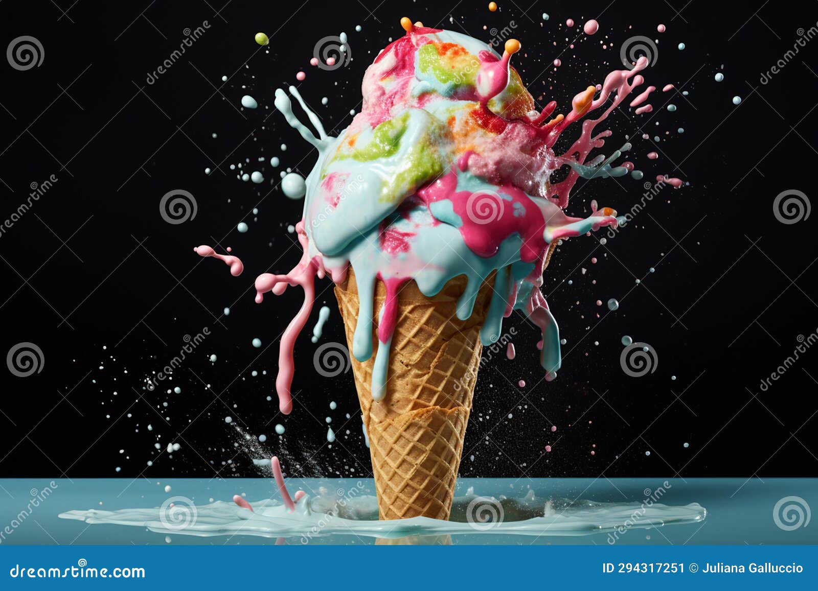 Ice Cream Cone Explosion of Flavour Stock Illustration - Illustration ...