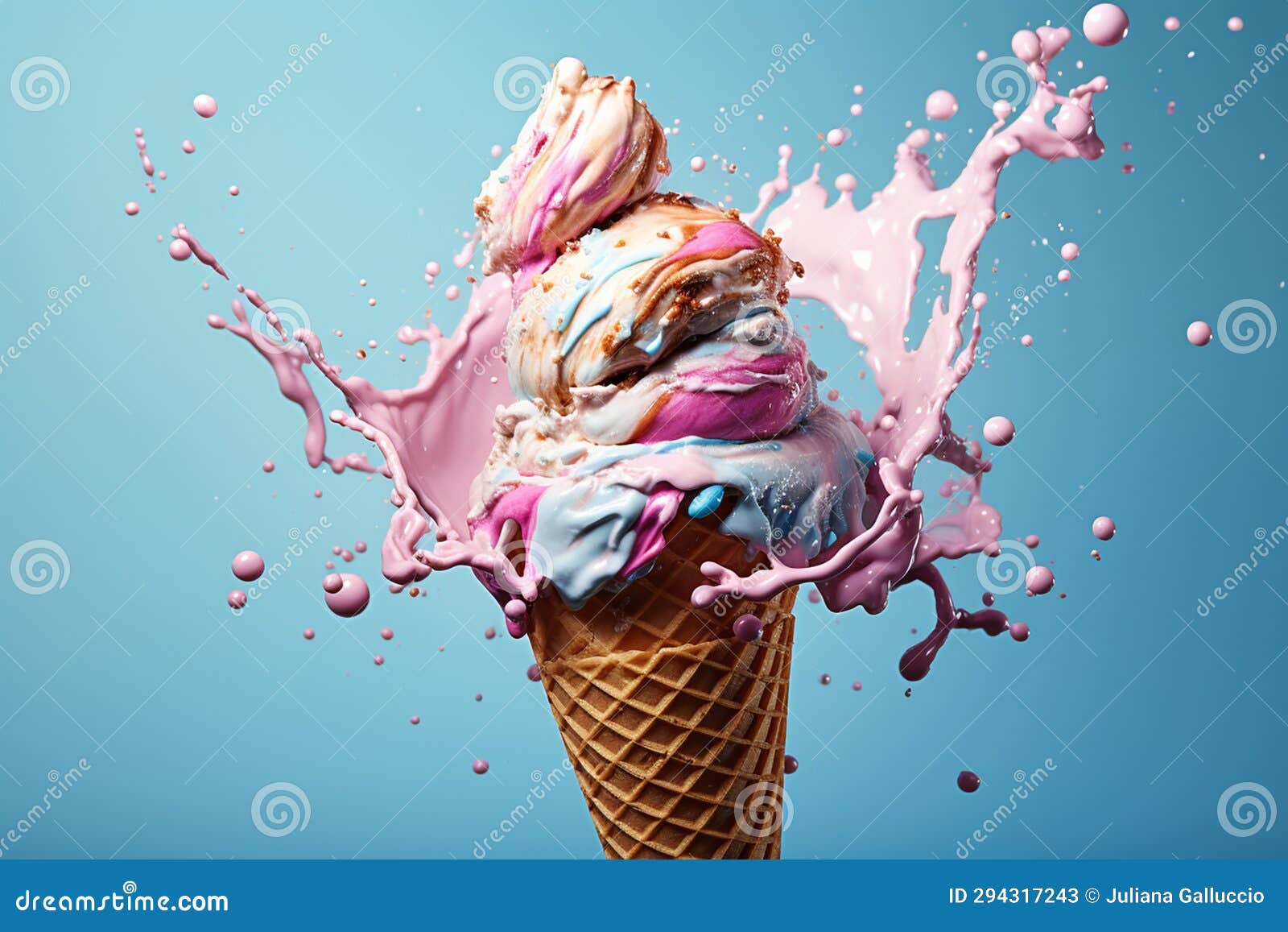 Ice Cream Cone Explosion of Flavours Stock Illustration - Illustration ...