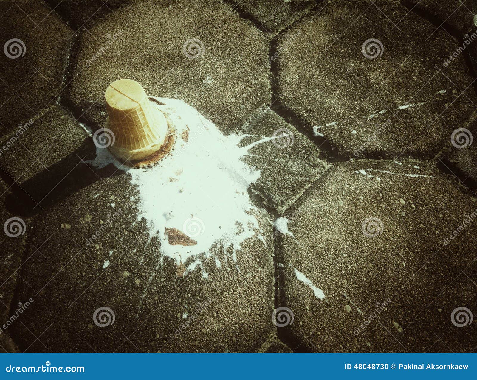 Ice Cream Cone Fell on Rocky Ground. Stock Photo - Image of forests ...