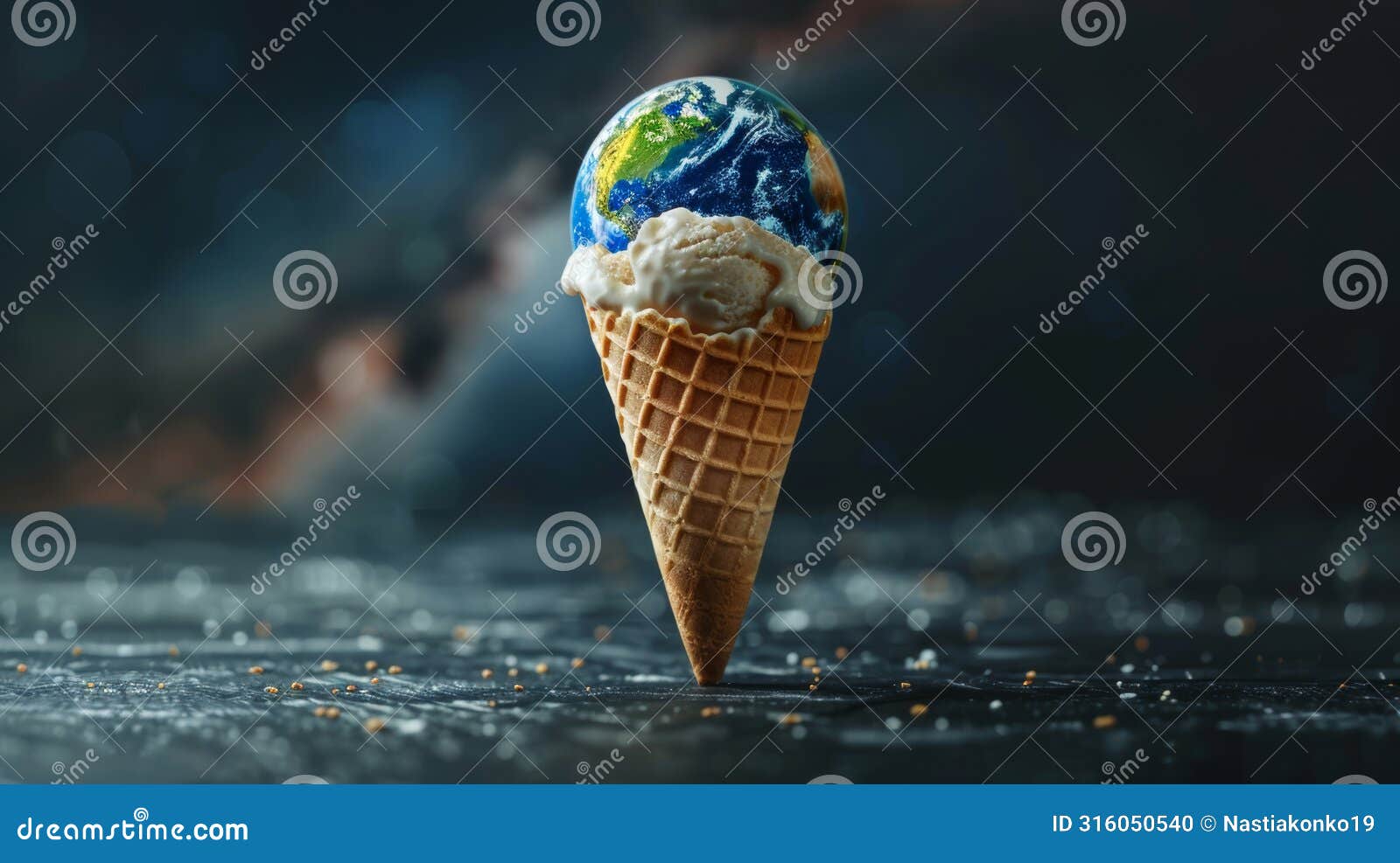 An Ice Cream Cone Filled with the Earth Stock Photo - Image of ...
