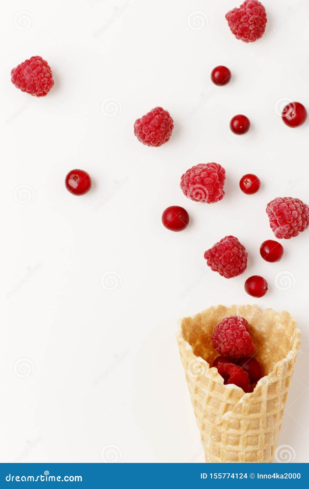Ice Cream Cone Filled with Raspberry and Cranberries Stock Photo ...