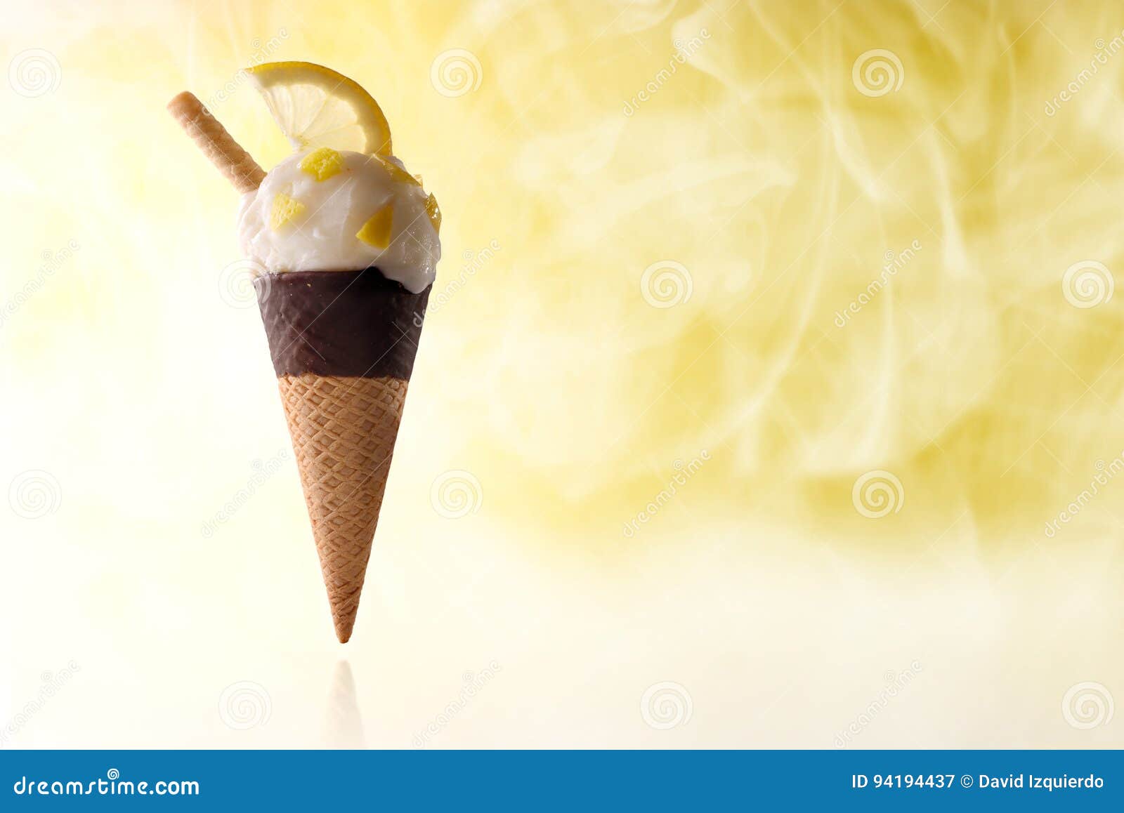 Ice Cream Cone Flavored Lemon Cold Steam Stock Image - Image of ...