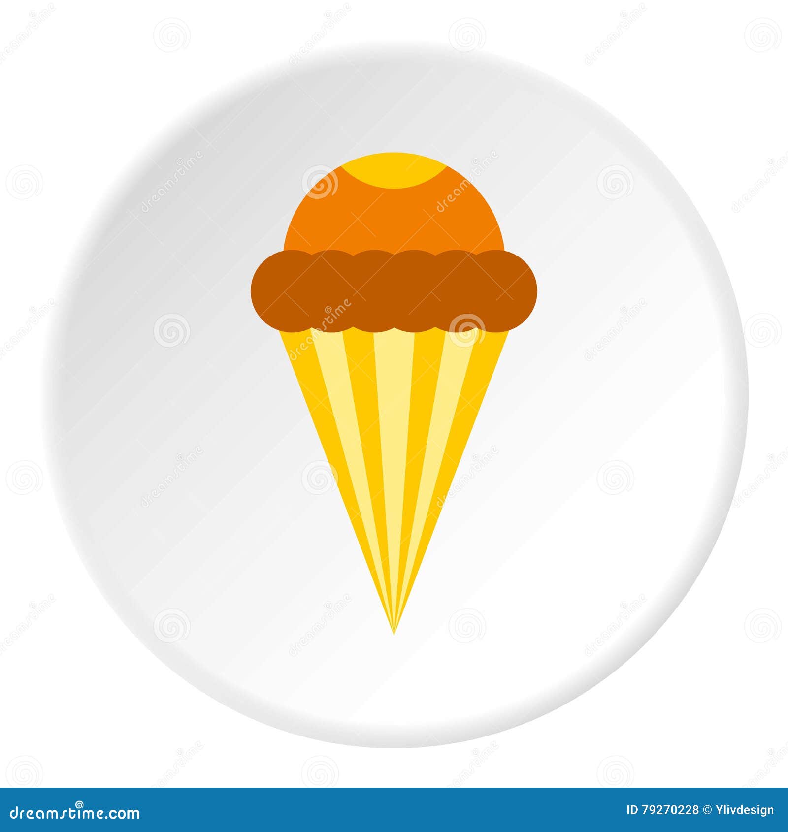 Ice Cream Cone with Frosting Icon, Flat Style Stock Vector ...