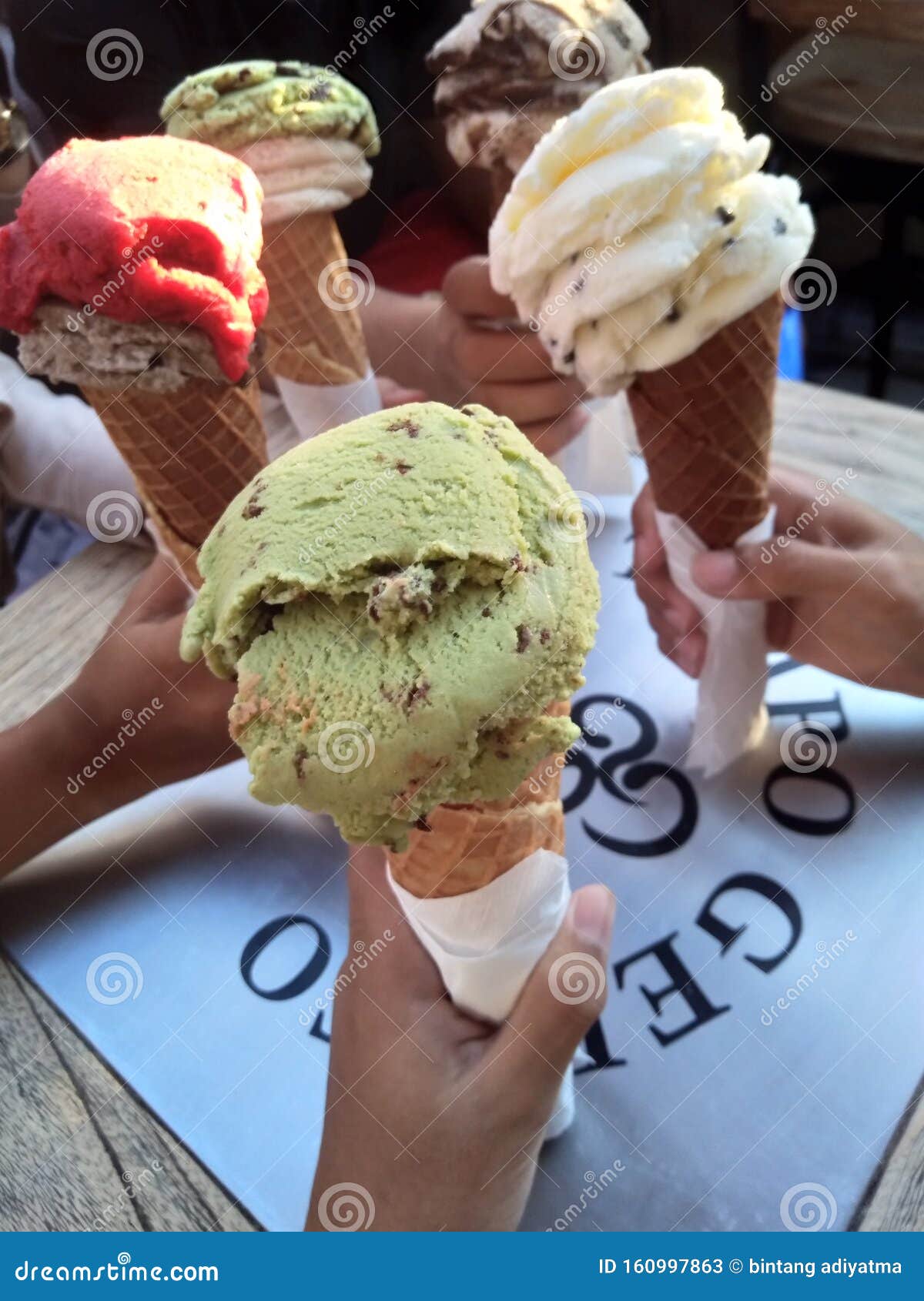 Ice cream cone green tea stock image. Image of green - 160997863