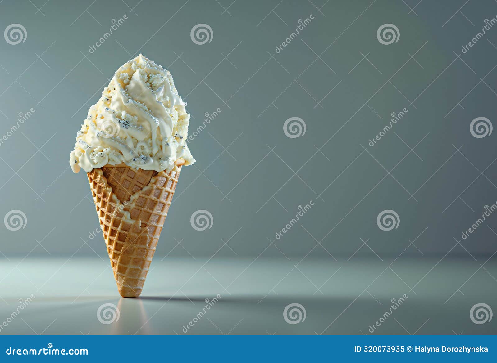 Ice Cream Cone on Grey Background. Generative by AI Stock Illustration - Illustration of edible ...