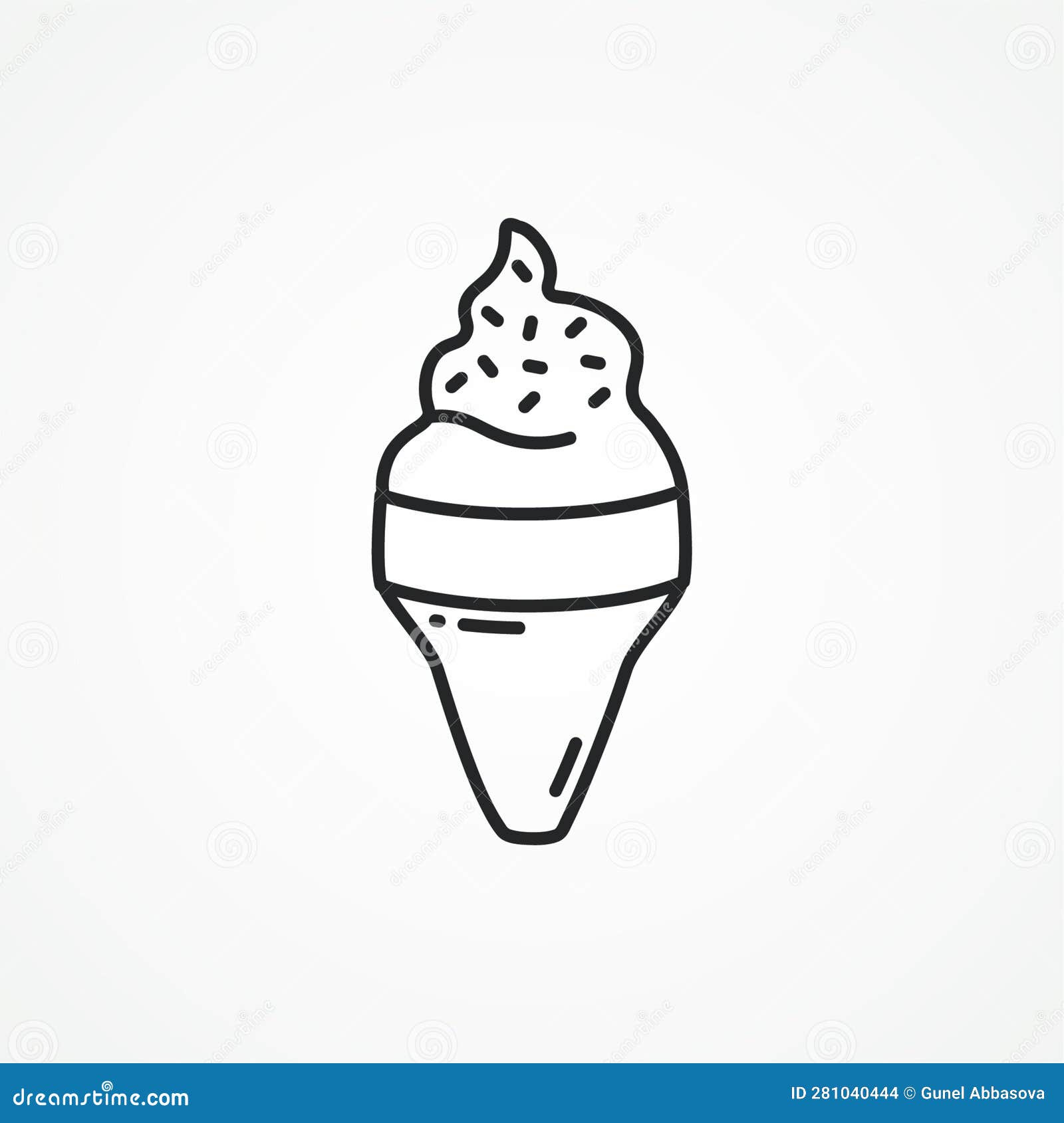 Ice cream cone line icon. stock vector. Illustration of soft - 281040444