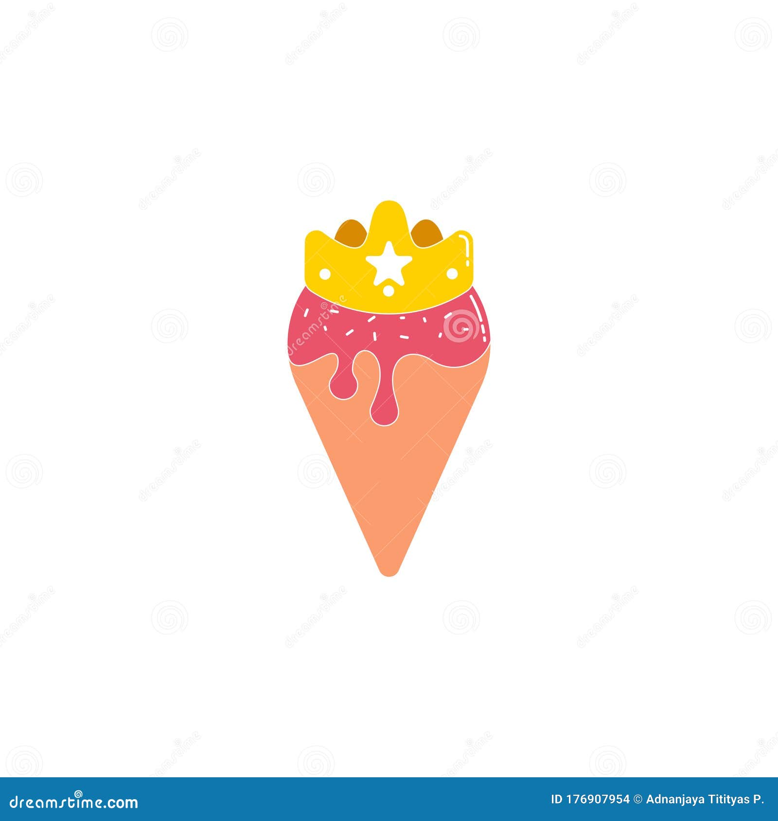 Ice Cream Cone Melting Colorful Geometric Crown Design Logo Vector ...