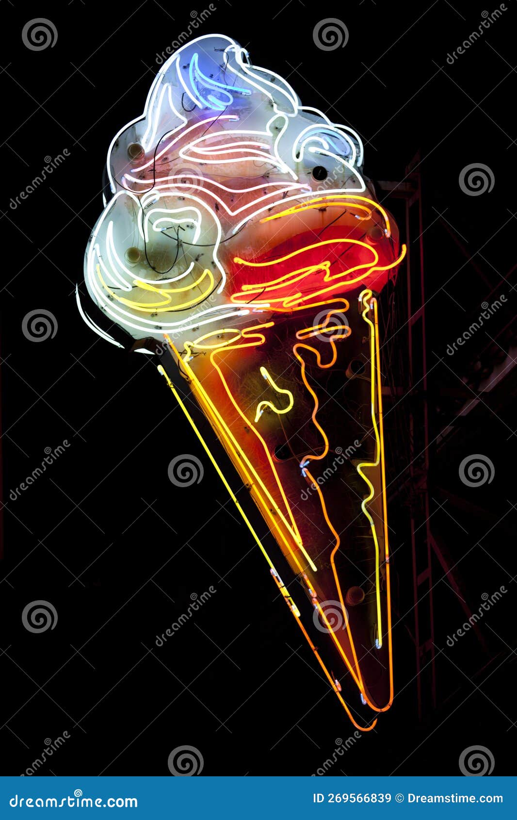Ice Cream Cone - Neon Light Stock Image - Image of cone, sign: 269566839
