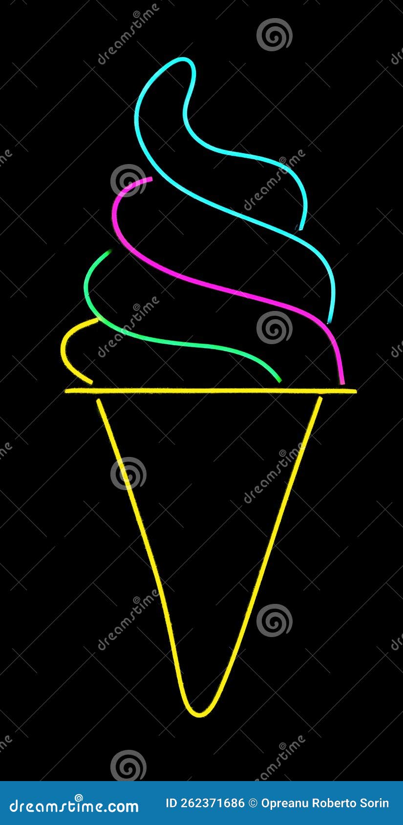 Ice Cream Cone Neon Light Sign Background Stock Photo - Image of lamp ...
