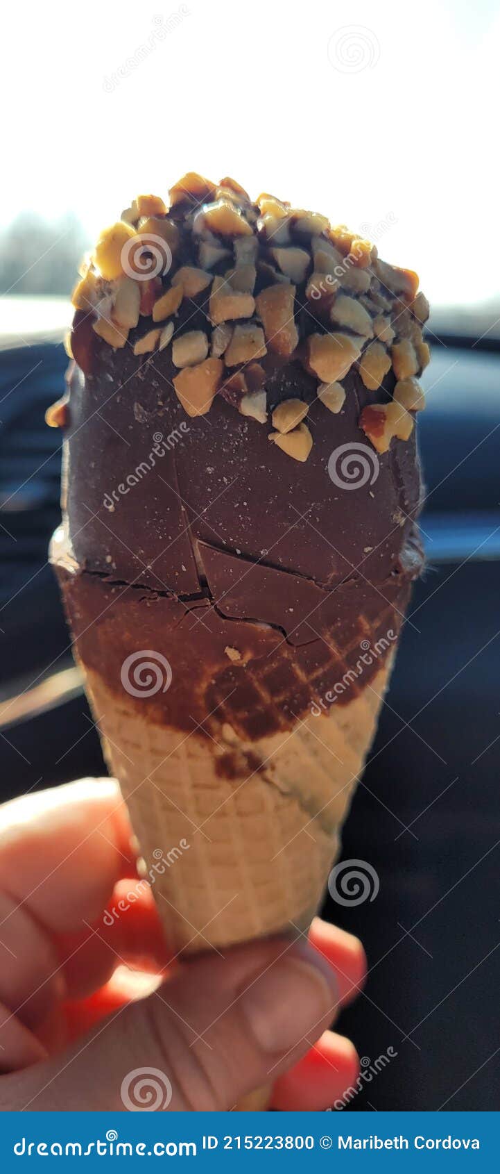 Ice Cream Cone with Nuts on Top Stock Photo - Image of chocolate, cone ...