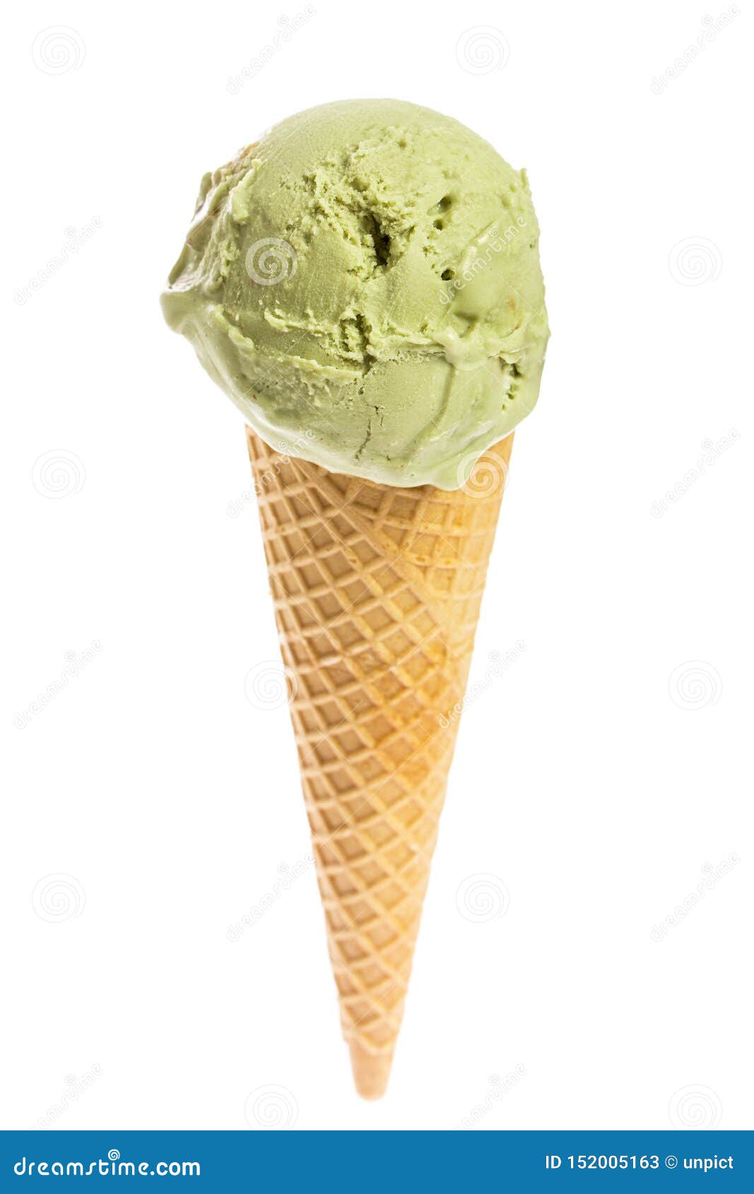 Ice Cream Cone with Pistachio Ice Cream Stock Image - Image of optional ...