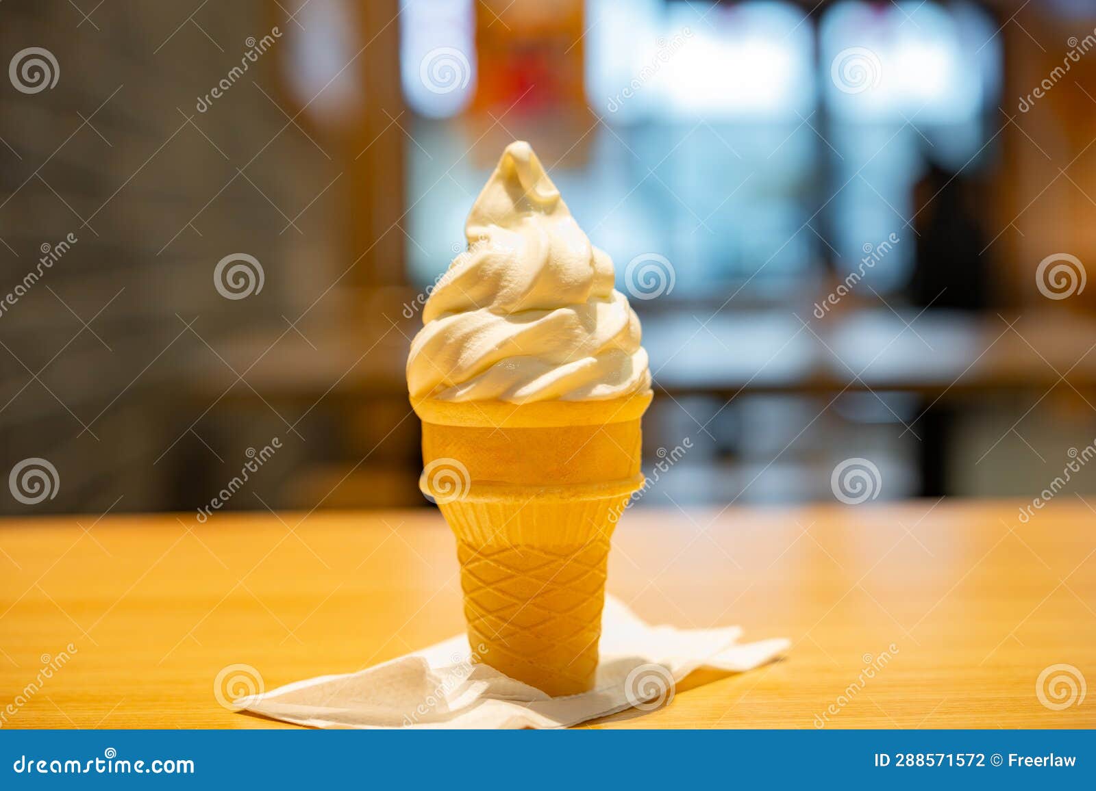 Ice Cream Cone in Restaurant Horizontal Composition Stock Photo - Image ...