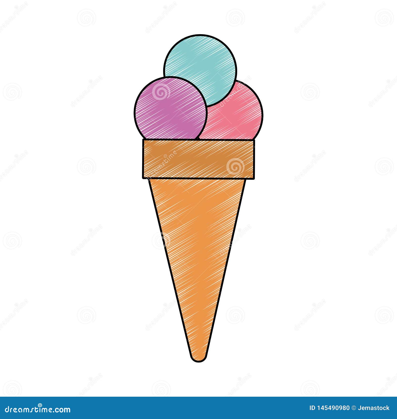 Ice cream cone scribble stock vector. Illustration of refreshing ...