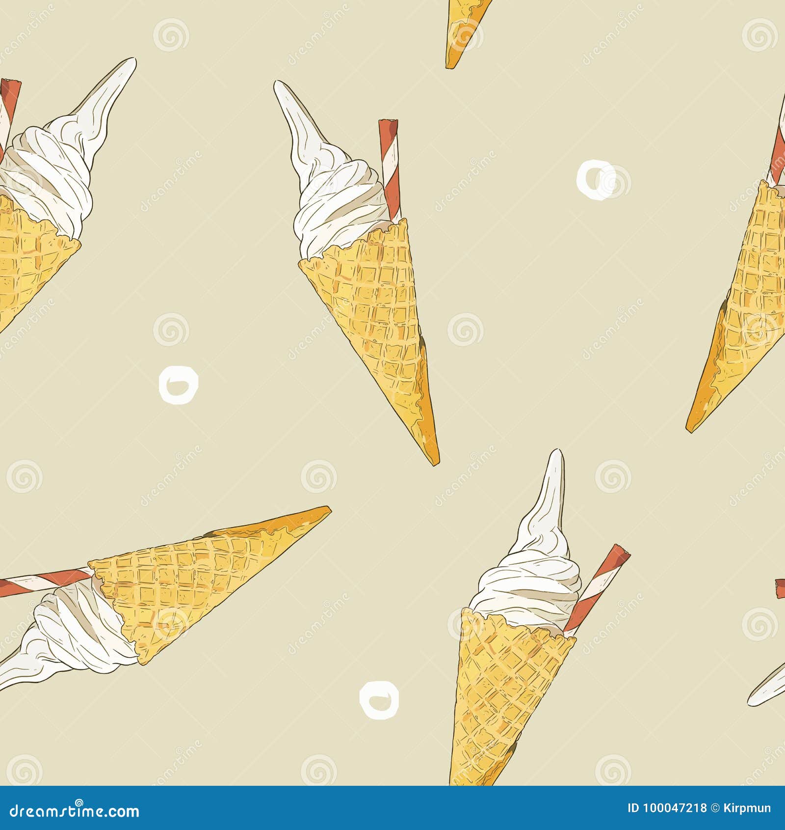 Ice-cream Cone Seamless Pattern Vector. Stock Vector - Illustration of ...