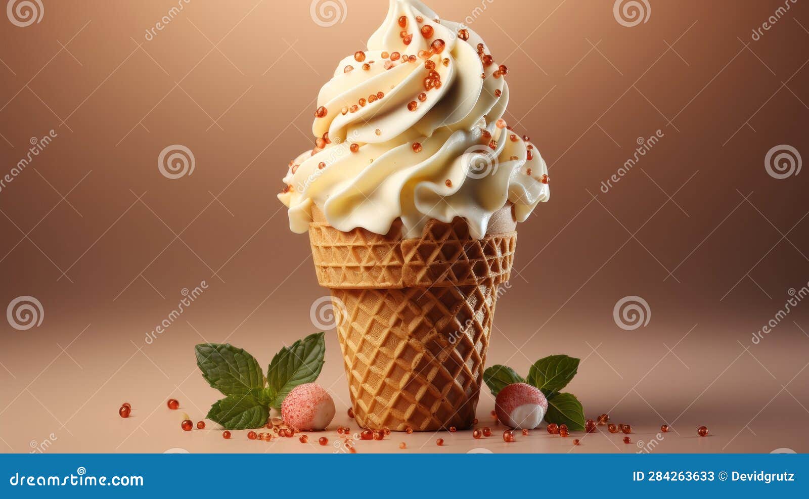 A Ice Cream Cone with a Cone Shaped Top. Generative AI. Stock ...