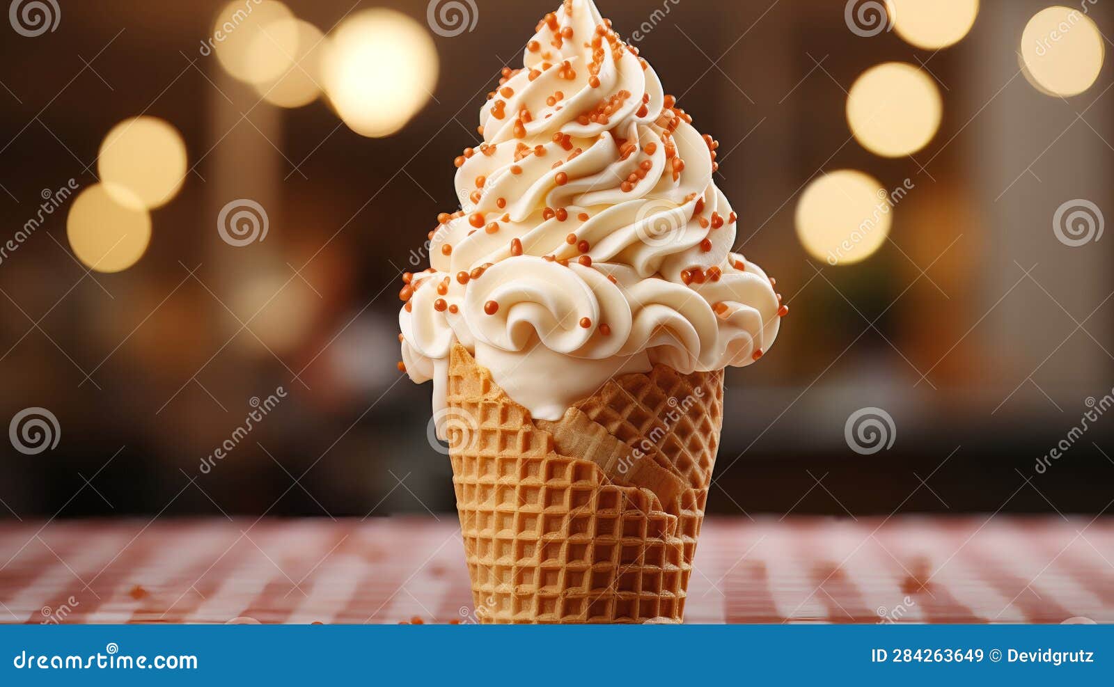 A Ice Cream Cone with a Cone Shaped Top. Generative AI. Stock ...