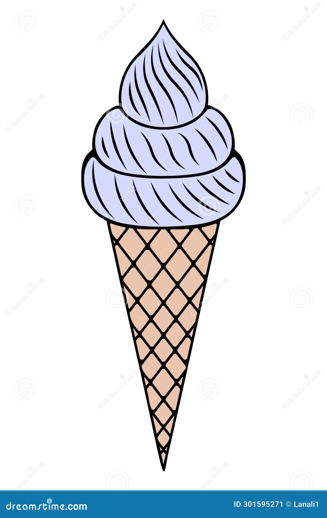 Ice Cream in a Cone-shaped Waffle Cone. Refreshing Dessert with Several ...