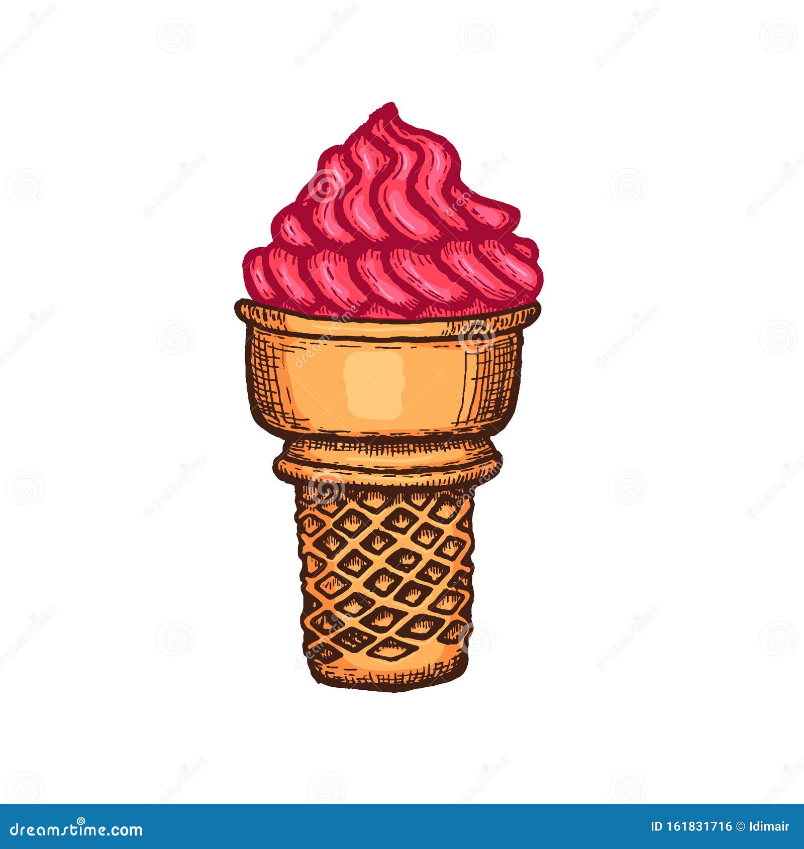 Ice Cream Cone Sketch. Hand Drawn Stock Vector - Illustration of frozen ...