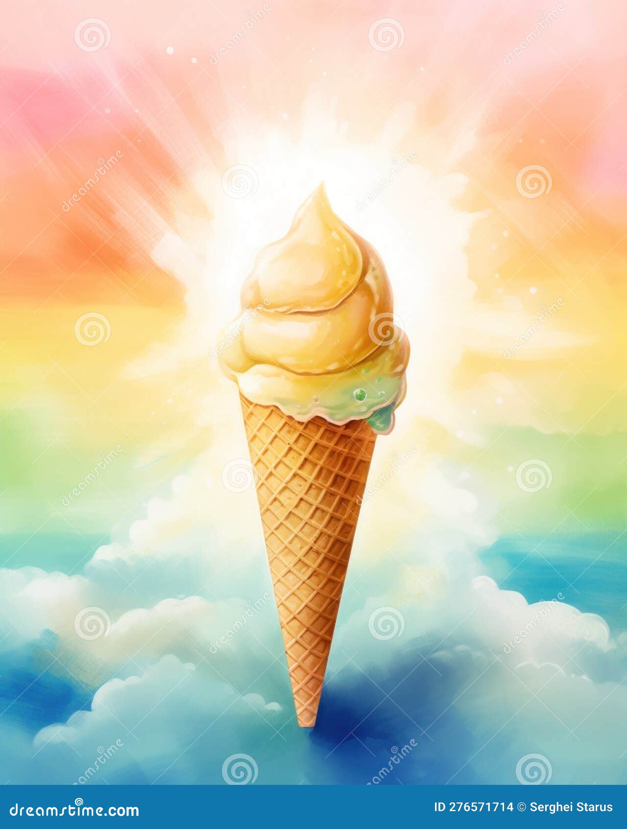 An Ice Cream Cone is in the Sky. AI Generative Image. Stock ...