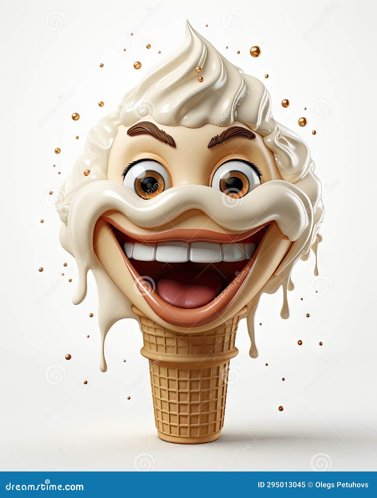 An Ice Cream Cone with a Smiling Face and a Mustache. Generative Ai ...