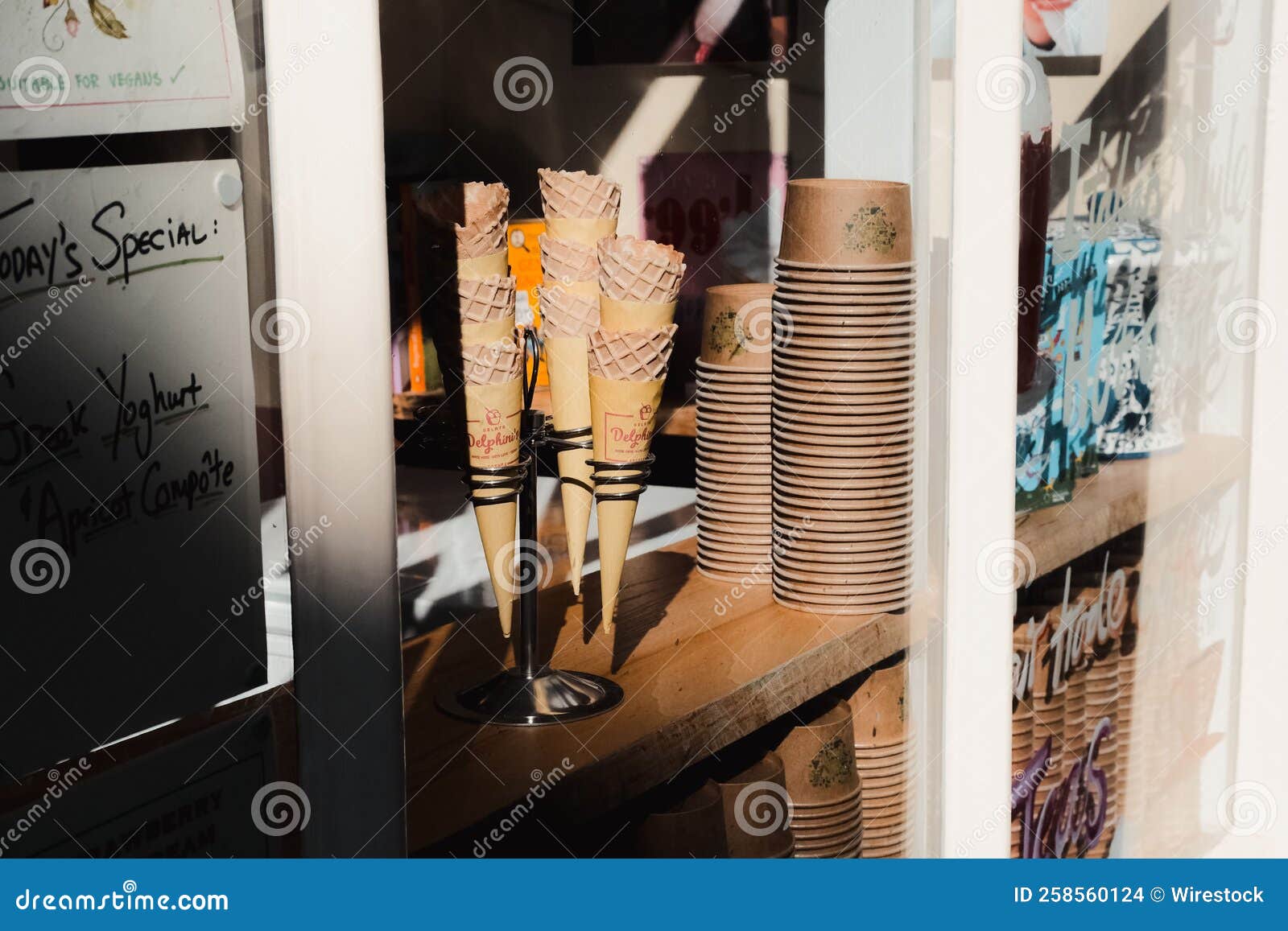 Ice Cream Cone Stacks on a Sunny Day Editorial Stock Image - Image of ...