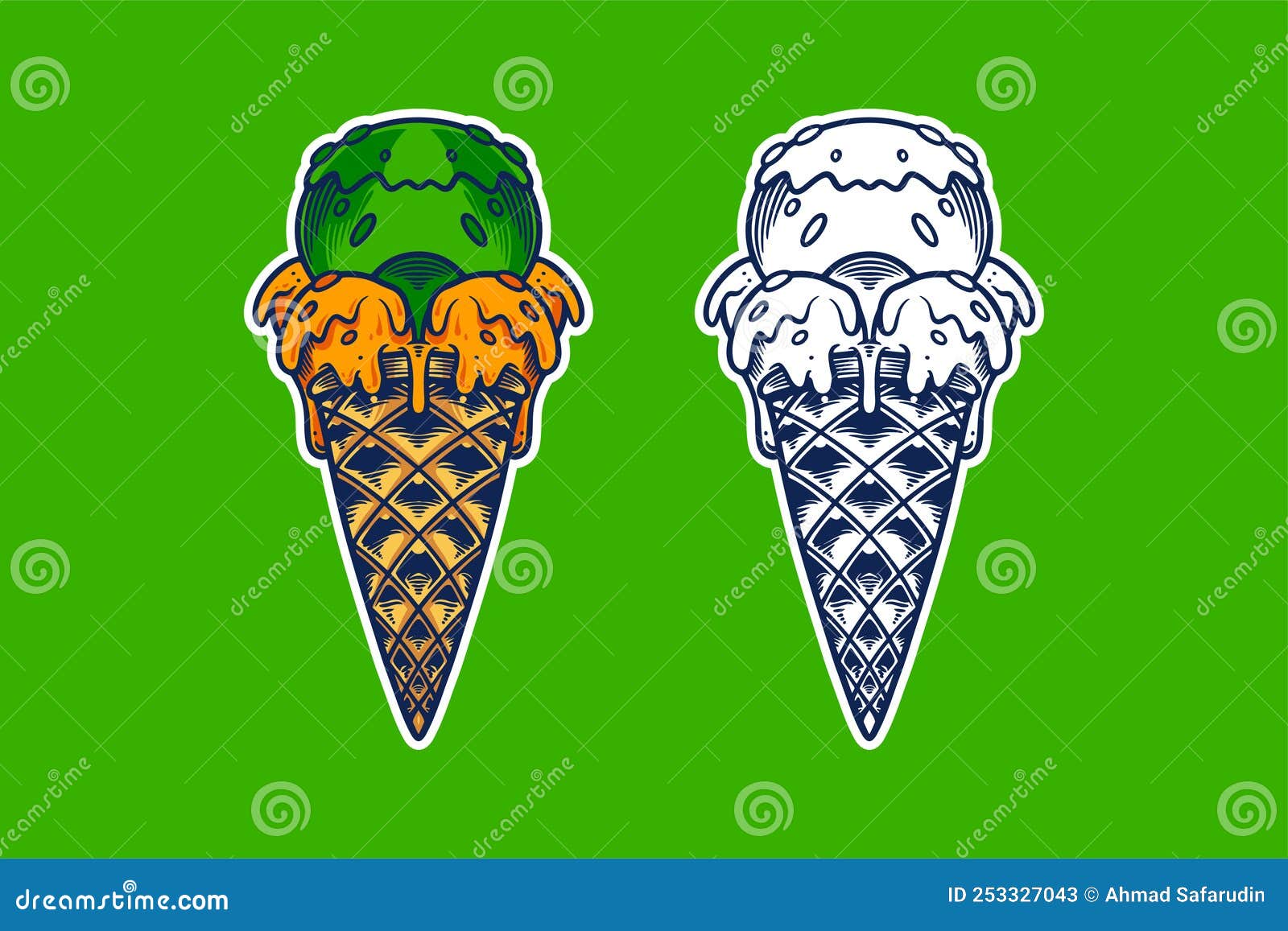 Ice Cream Cone Vector Illustration Cartoon Style Stock Illustration ...