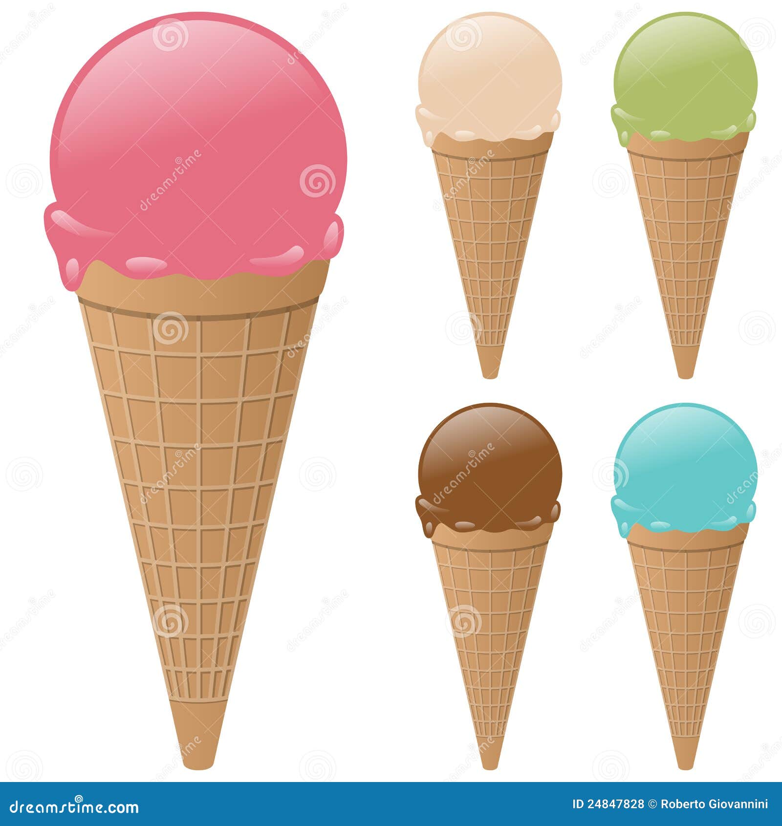 3 Ice Cream Cones Clip Art Royalty-Free Illustration | CartoonDealer ...