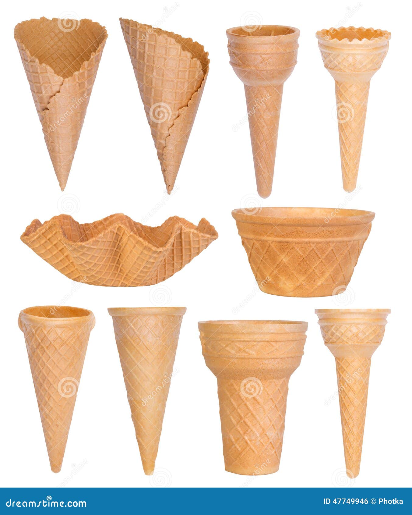 Ice Cream Cones Collection Isolated On White Stock Photo - Image of ...