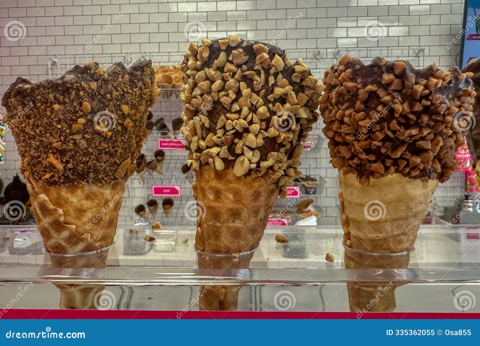 Ice Cream Cones on Display in Shop Stock Image - Image of sweet ...