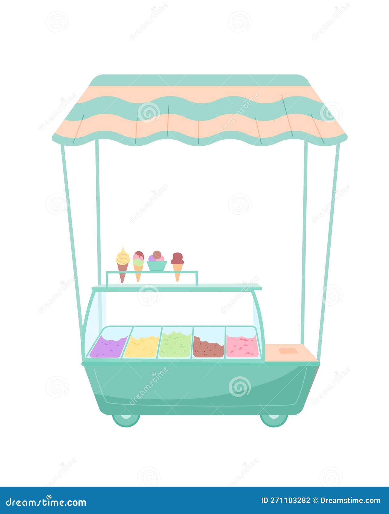 Ice Cream Counter on the Wheels Stock Vector - Illustration of wheels ...