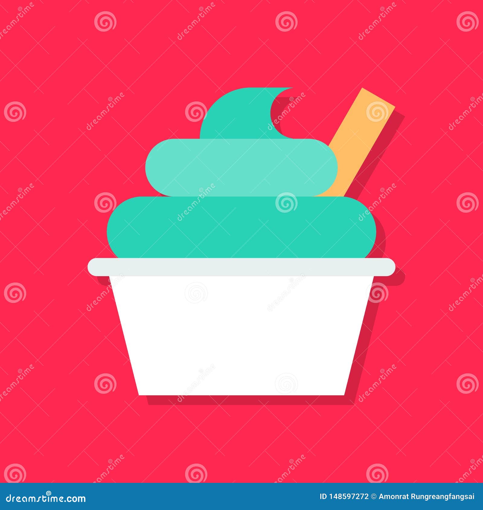 Ice Cream Cup Vector Illustration, Sweets Flat Style Icon Stock Vector ...