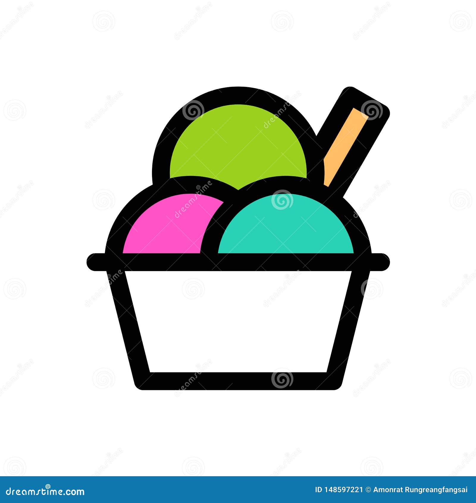 Ice Cream Cup Vector, Sweets Filled Icon Editable Outline Stock Vector ...