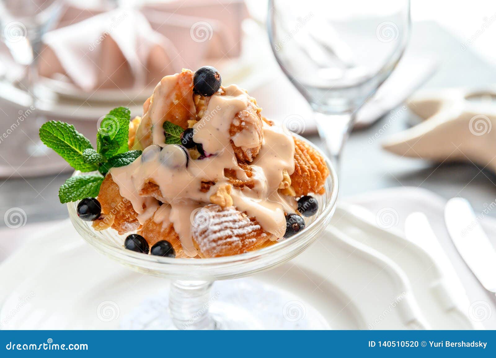 Ice cream in the dish stock photo. Image of business - 140510520
