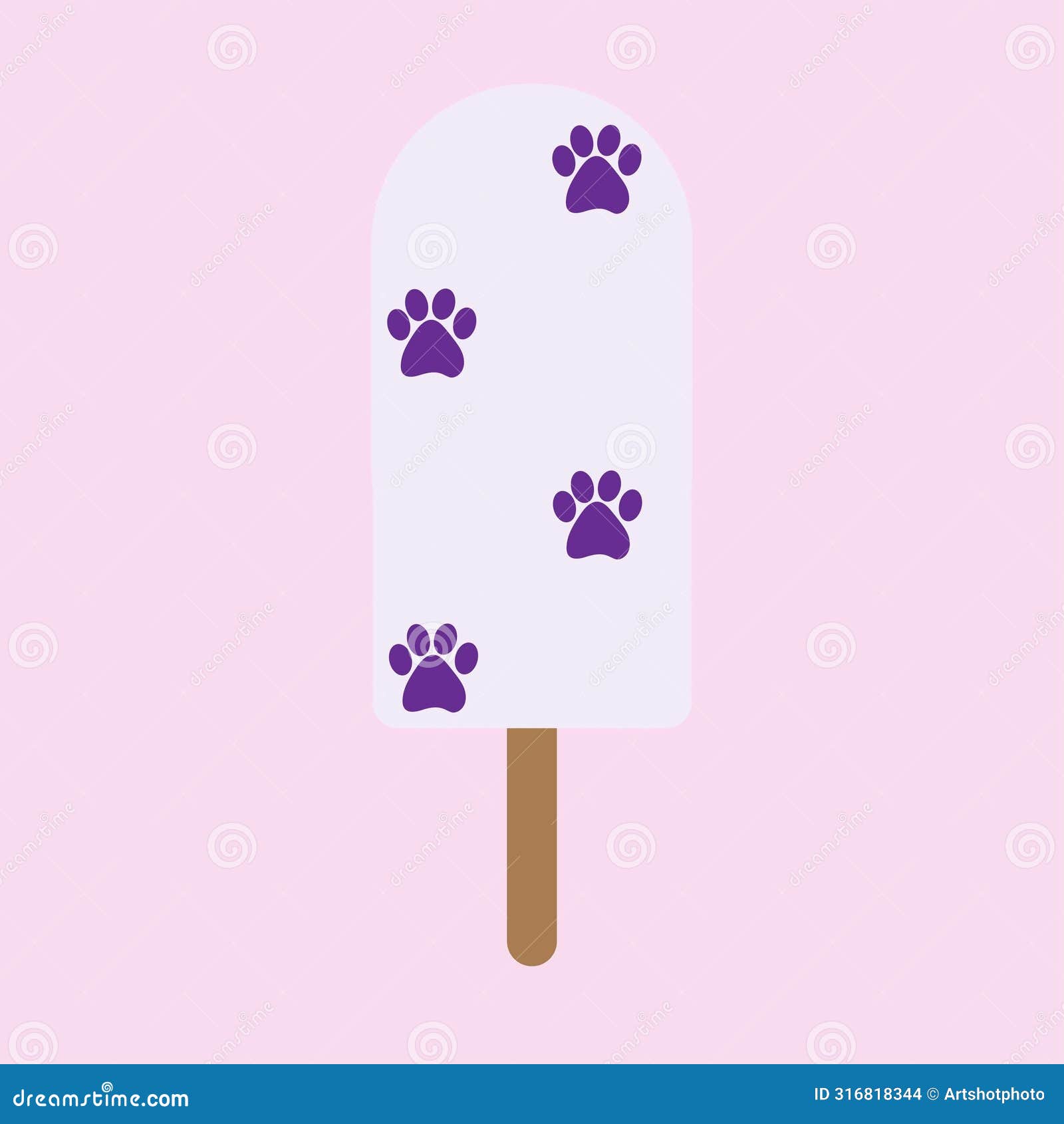 Popsicle with Paw Prints on it, Ice Cream for Pets Concept Stock Vector ...