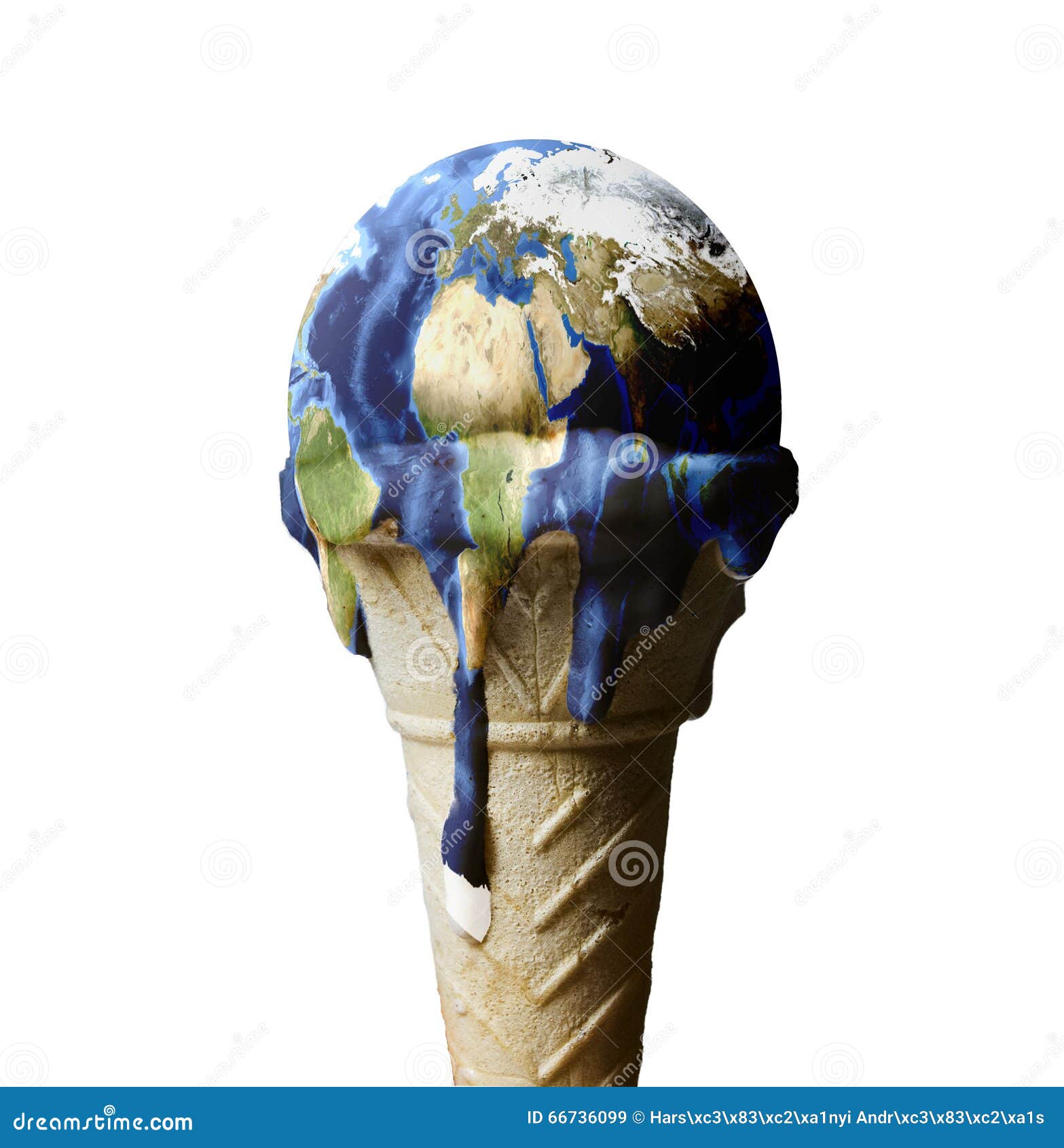 Earth Cream Cone Save The Planet Poster Concept Vector Illustration ...