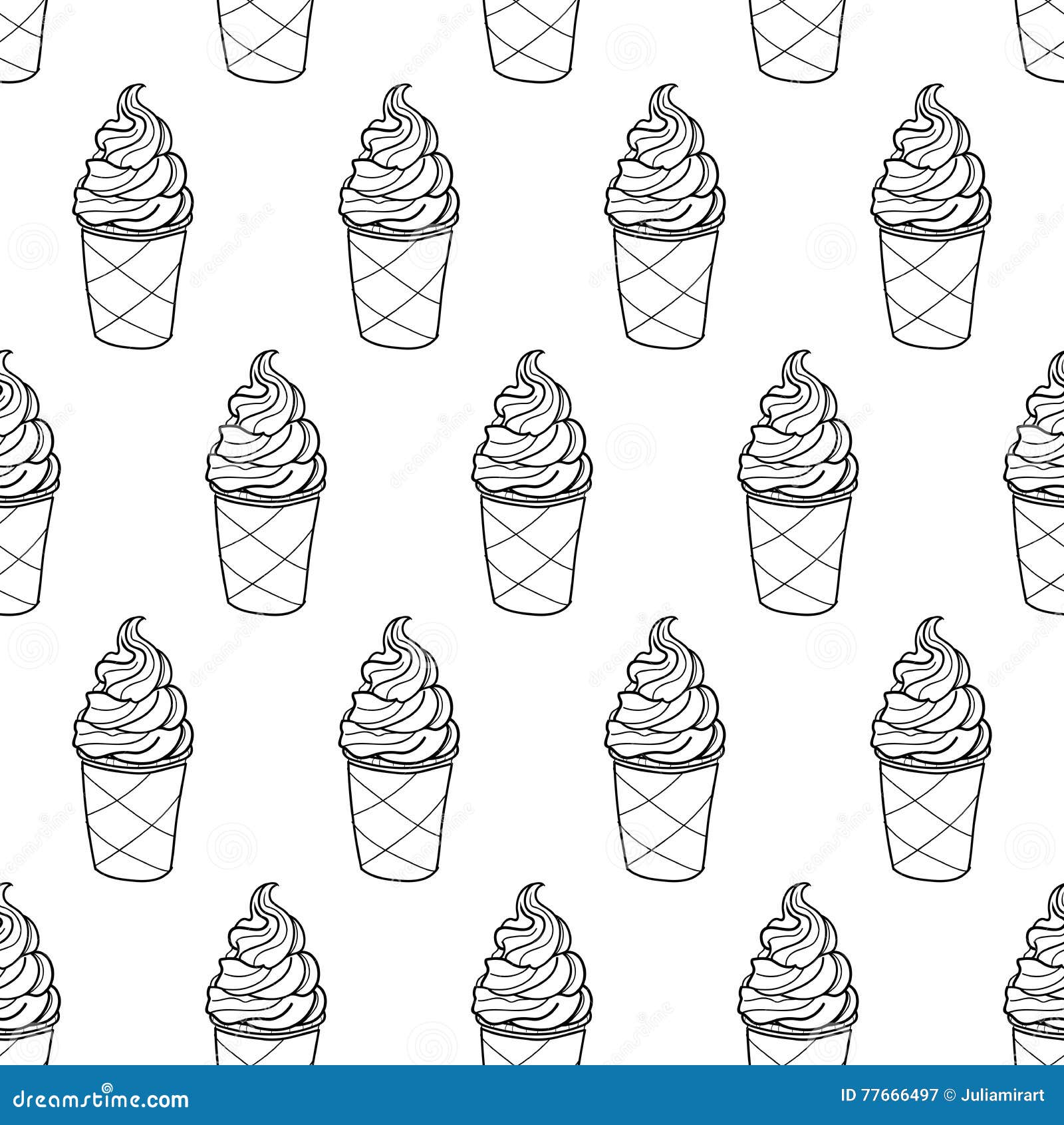 Ice Cream Easy Pattern Linear-05 Stock Vector - Illustration of sketch ...