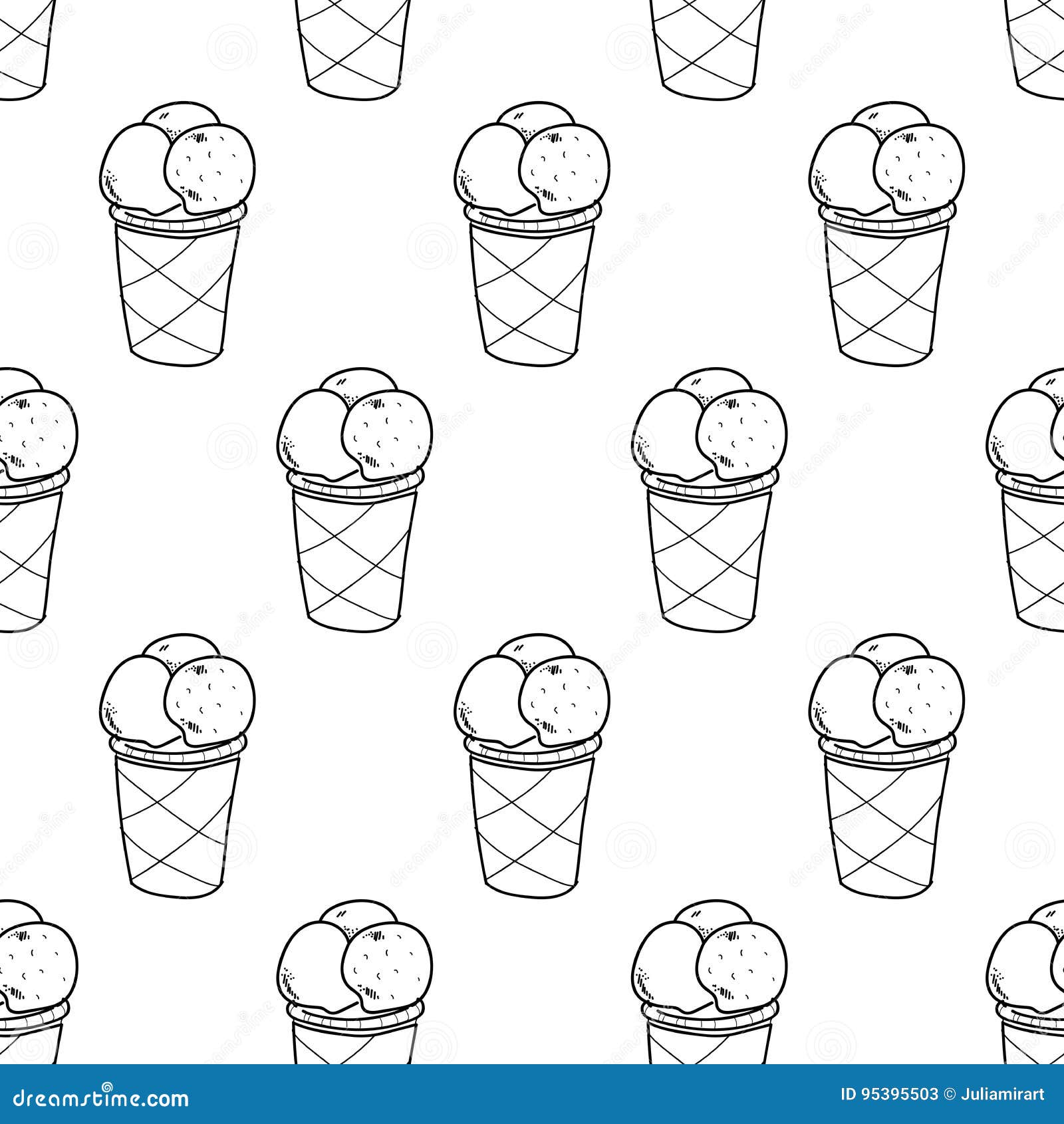 Ice Cream Easy Pattern Linear-03 Stock Vector - Illustration of cream ...
