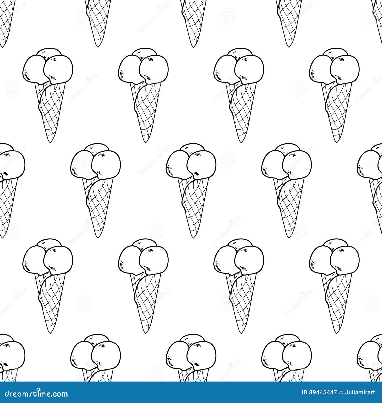 Ice Cream Easy Pattern Linear-12 Stock Vector - Illustration of flavor ...