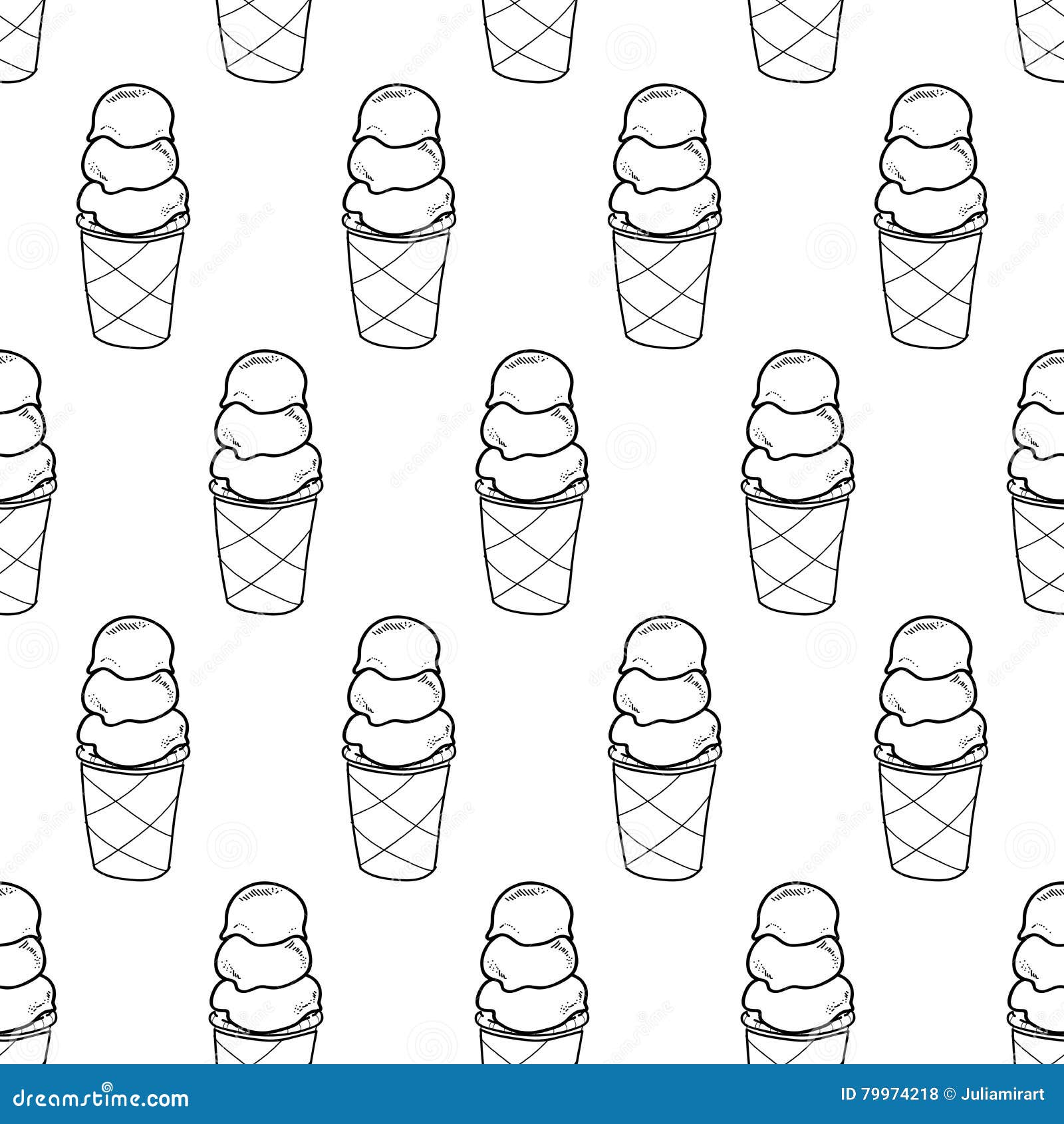 Ice Cream Easy Pattern Linear-04 Stock Vector - Illustration of linear ...