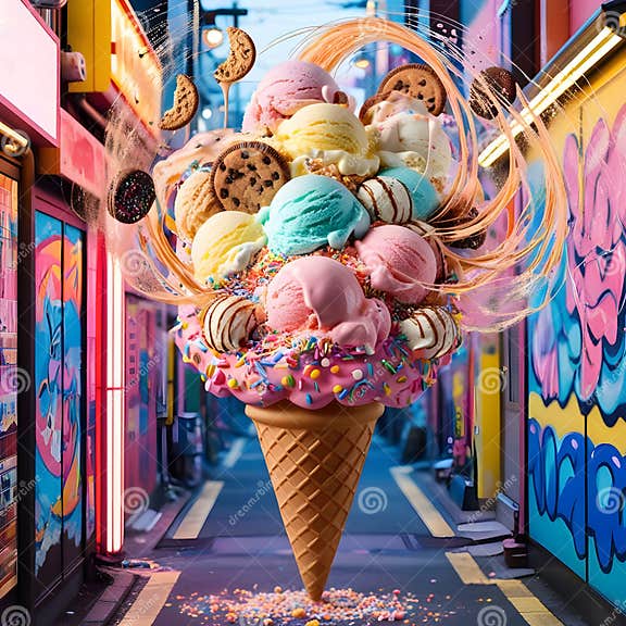Ice Cream Explosion Celebration Stock Illustration - Illustration of ...