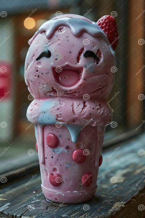 An Ice Cream with Face. Generative AI. Stock Illustration ...