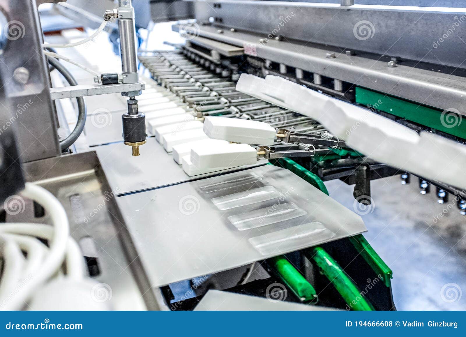 Ice Cream Factory Conveyor Preparation for Packaging Popsicle. Stock ...