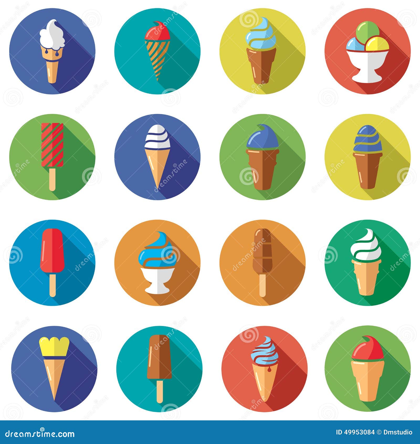 Ice Cream Flat Icons, Vector Stock Vector - Illustration of icon, menu ...
