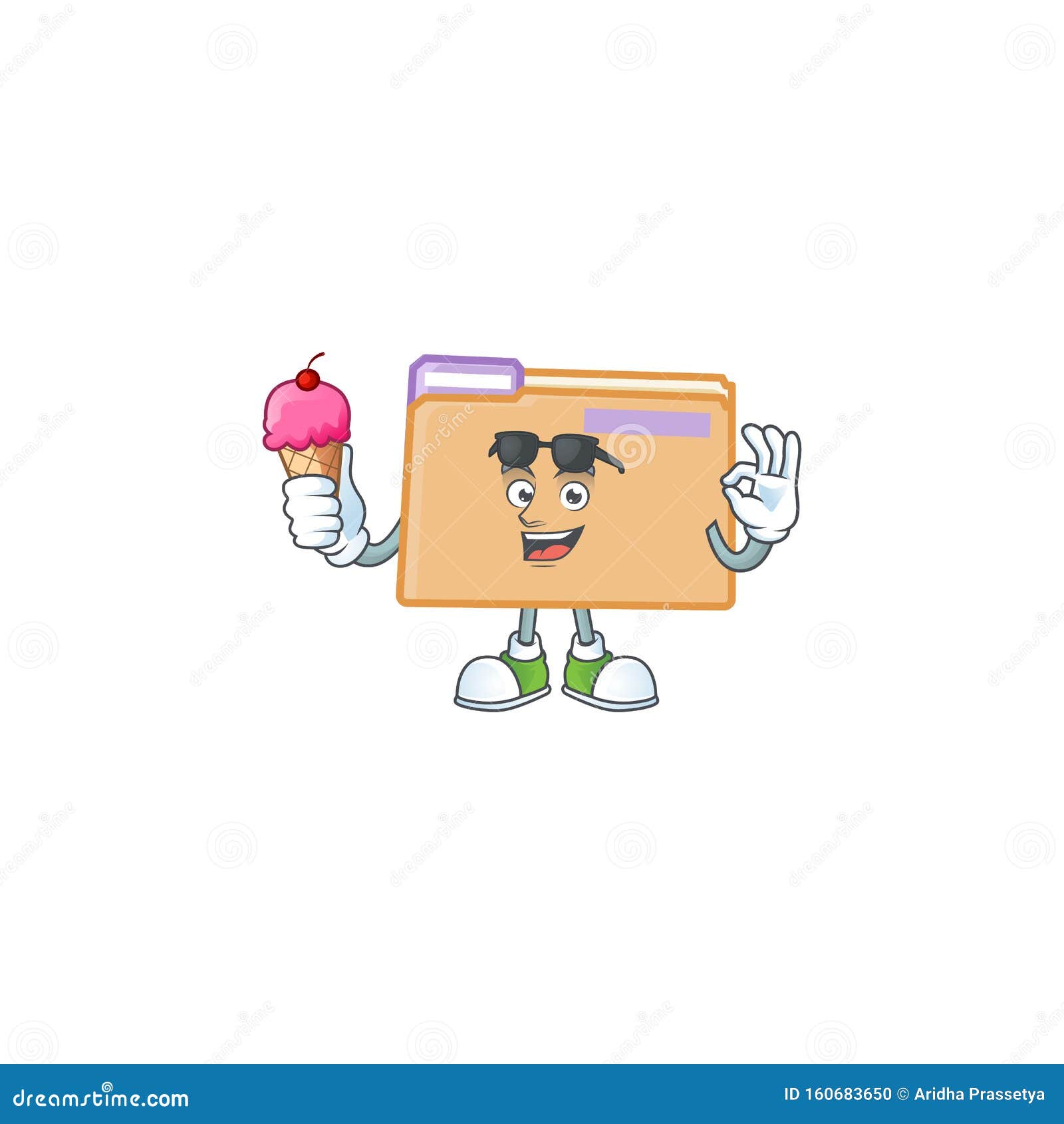 With Ice Cream Folder Icon with Character the Mascot Stock Vector ...