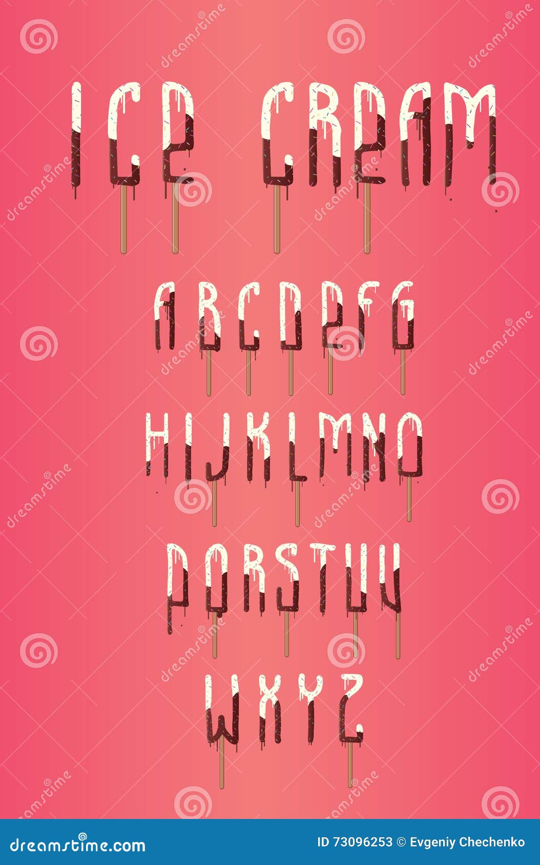 Ice Cream Font, Popsicle Alphabet, Typography, Typeface, Vector ...