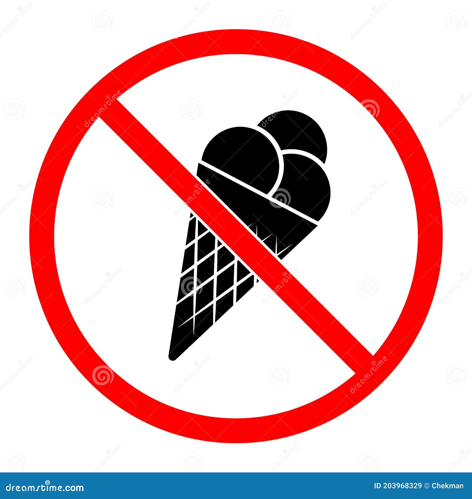 Ban Entry With Ice Cream In Waffle Cone Rule Black Silhouette Icon ...